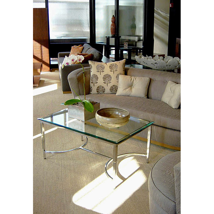 Sheila Contemporary Cocktail Table - Stainless Steel, Glass Top | DCG ...