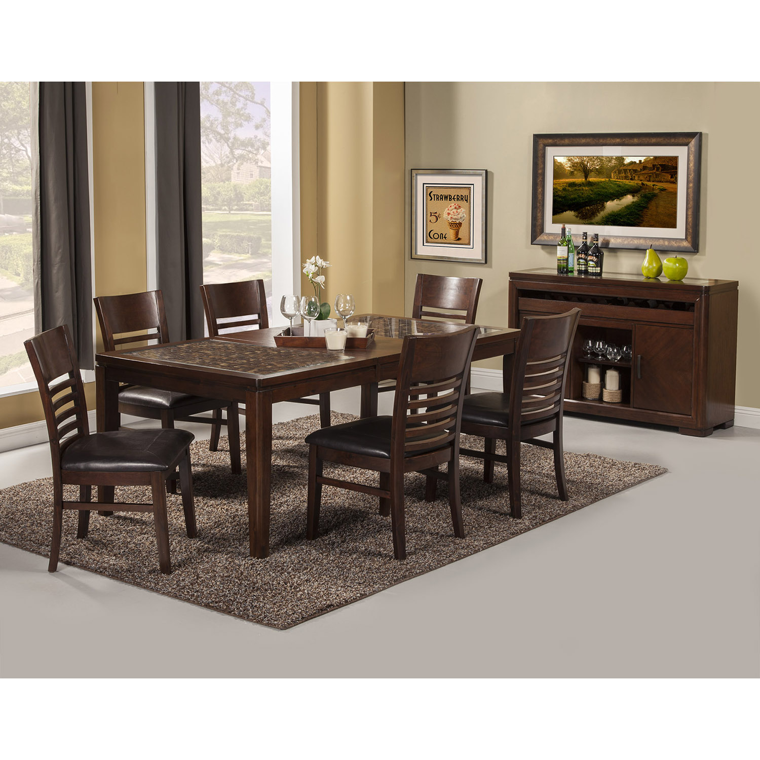 Granada 7-Piece Dining Set - Brown Merlot | DCG Stores