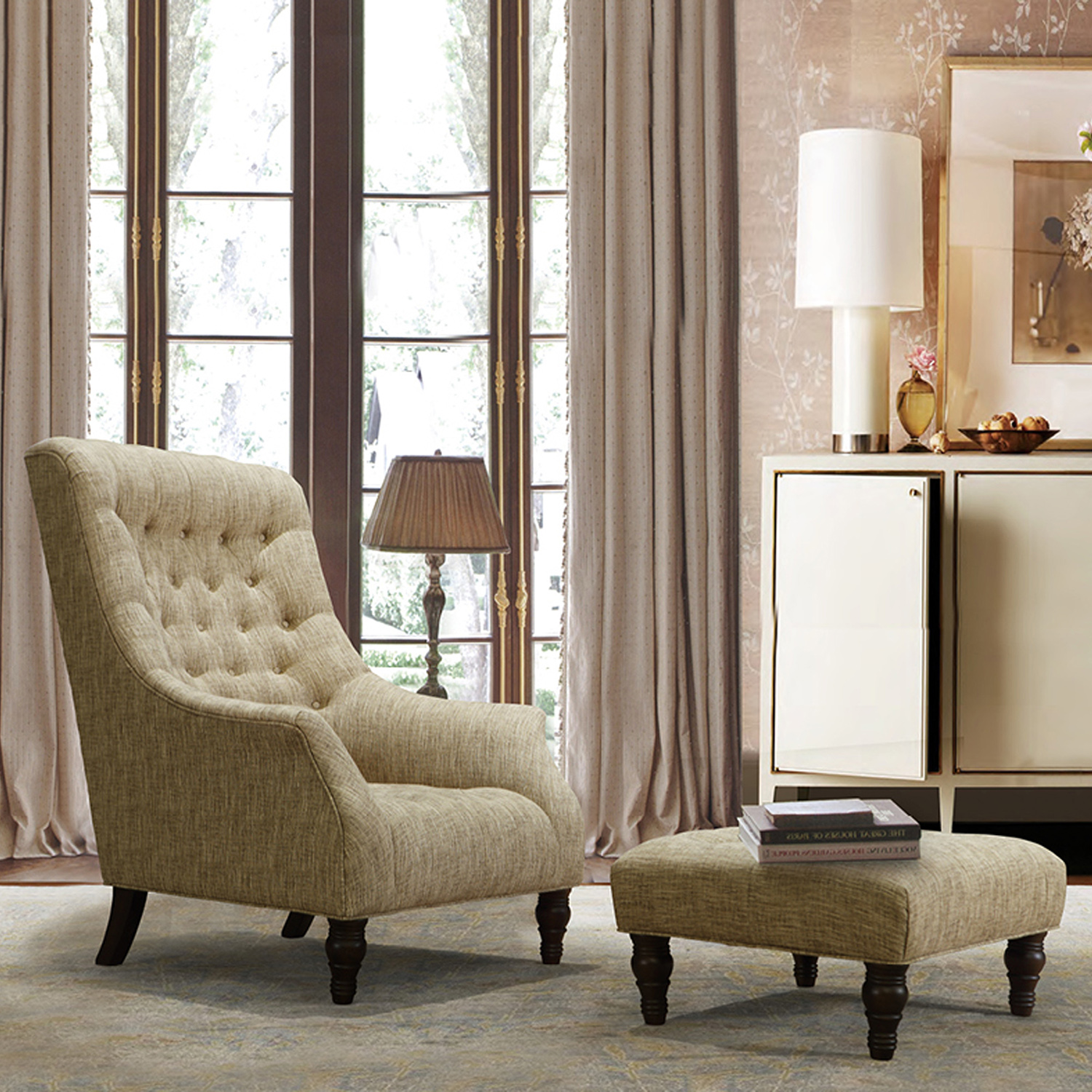 Tuxedo Ottoman - Desert Fabric | DCG Stores