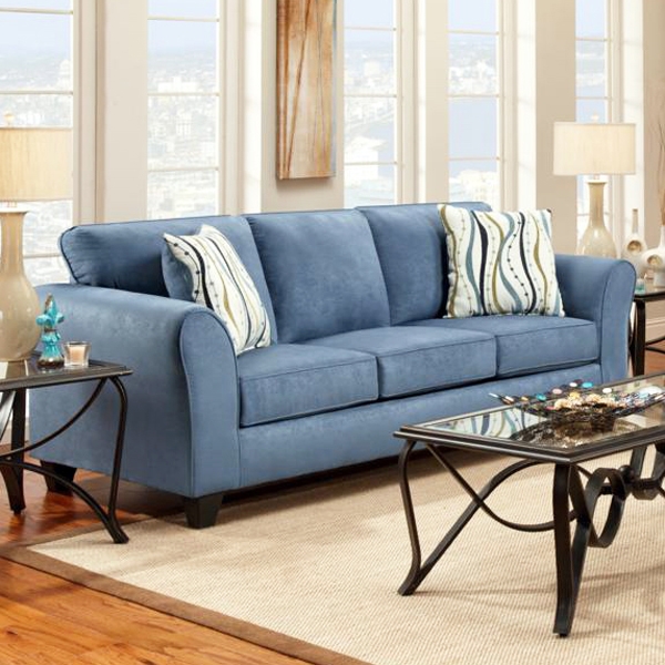 Lehigh Microfiber Sofa - Patriot Blue | DCG Stores