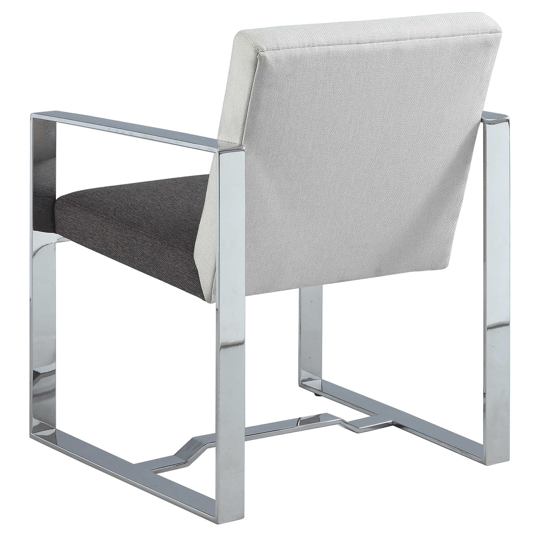 Candice Oversized Arm Chair - Gray and Brown, Polished Stainless Steel ...