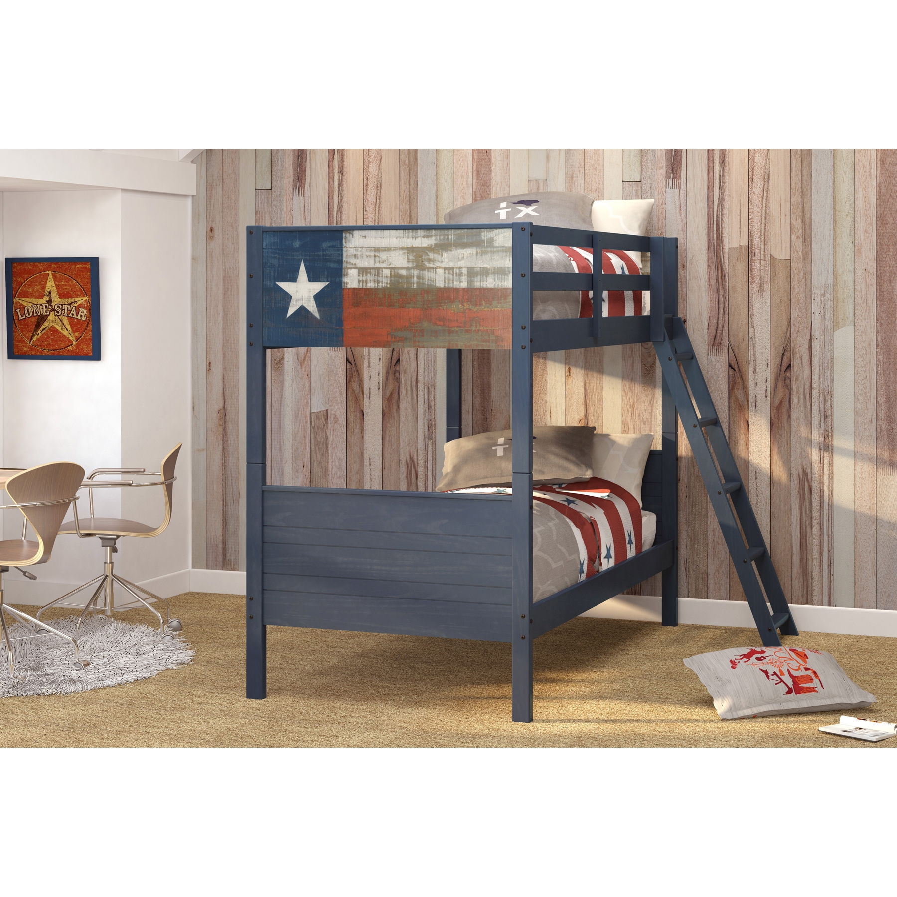 Lone Star Texas Flag Bunk Bed - Twin Over Twin, Blue | DCG Stores