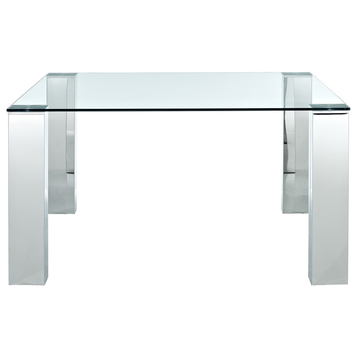 Glass Top Dining Table with Stainless Steel Legs | DCG Stores