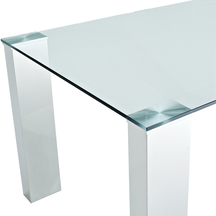 Glass Top Dining Table with Stainless Steel Legs | DCG Stores