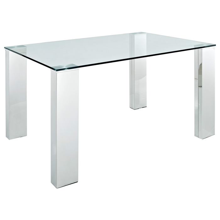 Glass Top Dining Table with Stainless Steel Legs | DCG Stores