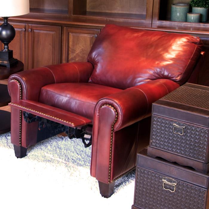 Garret Leather Reclining Club Chairs Set in Sienna | DCG Stores