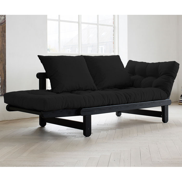 Beat Convertible Futon Set - Black Finish Wood Frame | DCG Stores