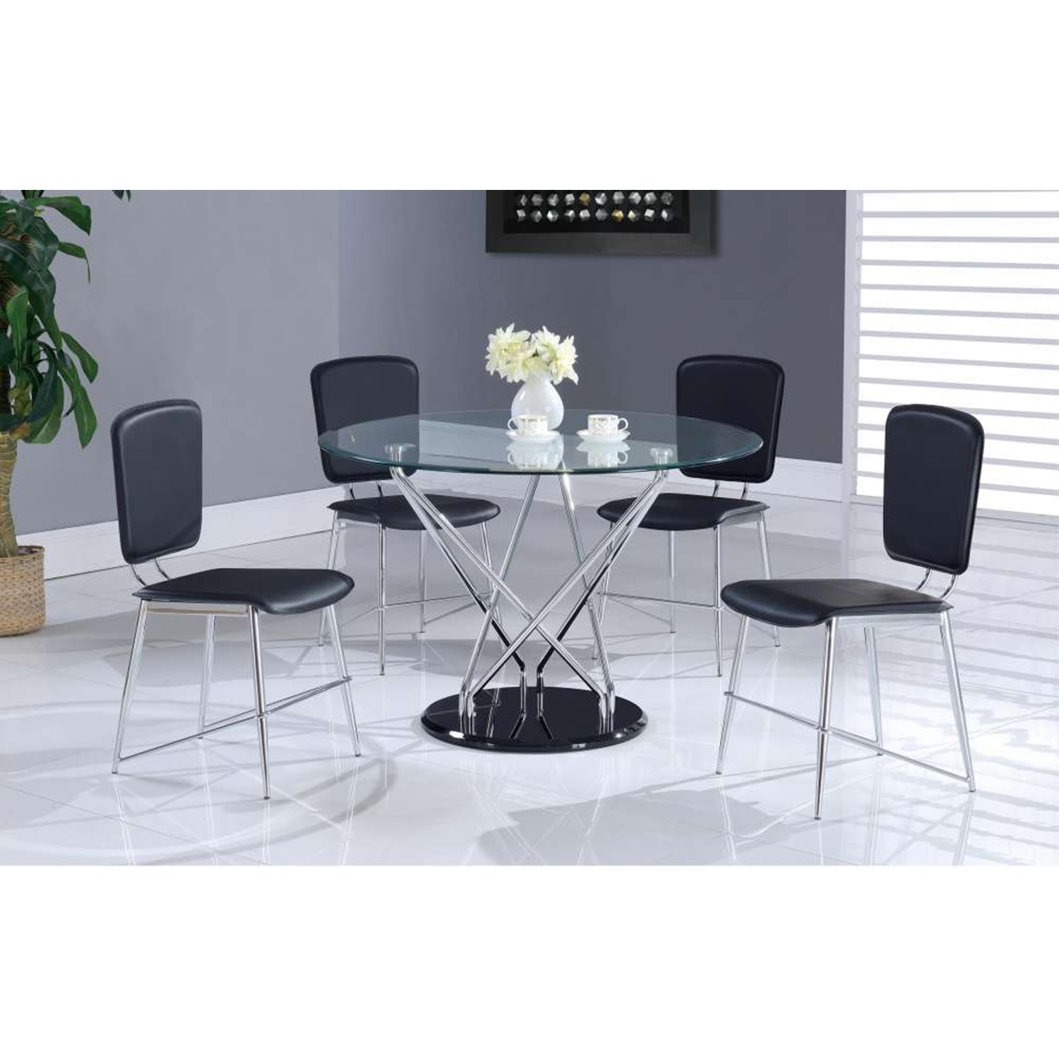 Ariana Dining Table - Clear/Chrome/Black | DCG Stores