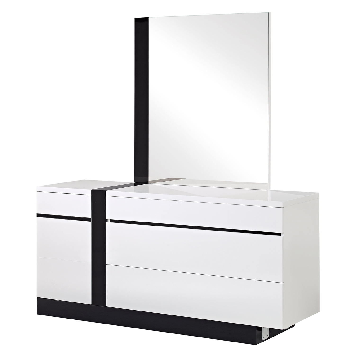 Trinity Dresser in White with Black Glossy Finish | DCG Stores