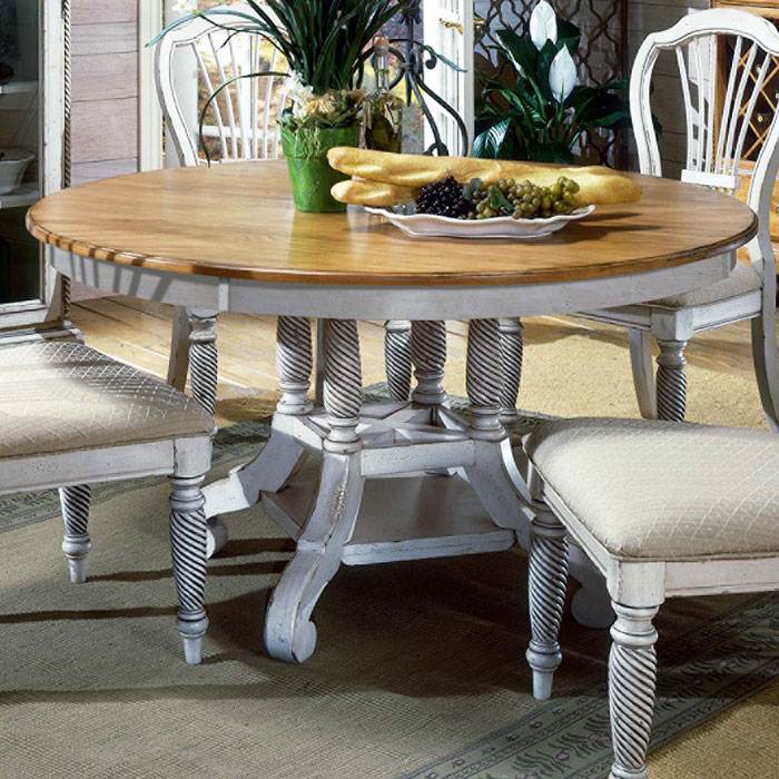 Wilshire Round Dining Table with Extension Leaf | DCG Stores