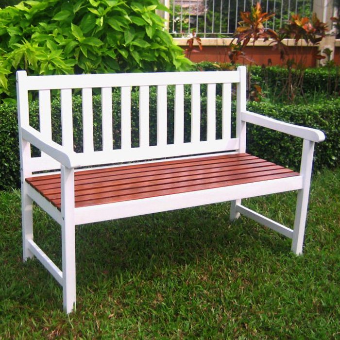 Pescara White Slatted Wooden Bench | DCG Stores