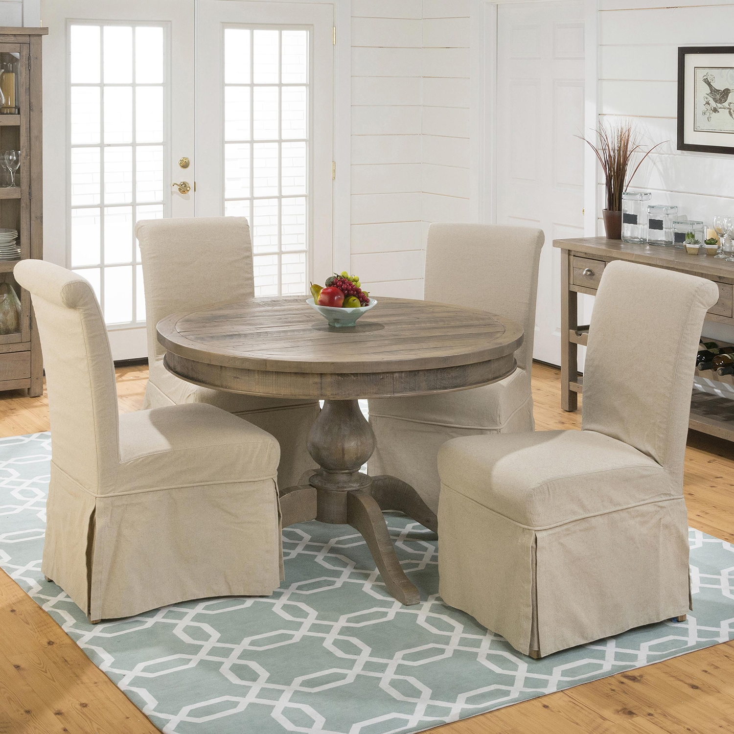 Slater Mill Round Extension Dining Table - Brown | DCG Stores