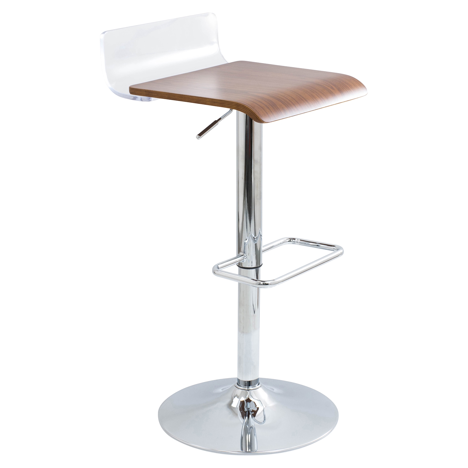 Swerve Adjustable Barstool - Clear, Walnut | DCG Stores
