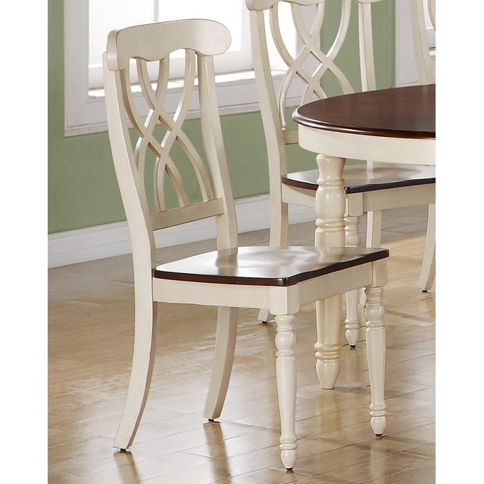Hope Side Chair - Antique White Finish, Walnut Seat | DCG Stores