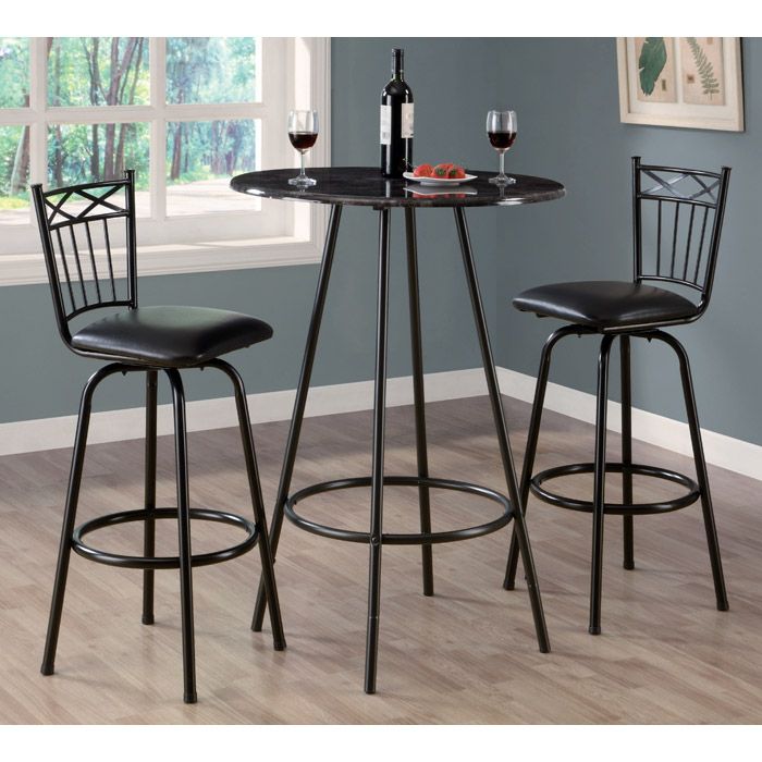 Whimsy Round Top Pub Table - Charcoal Finish, Metal Base | DCG Stores