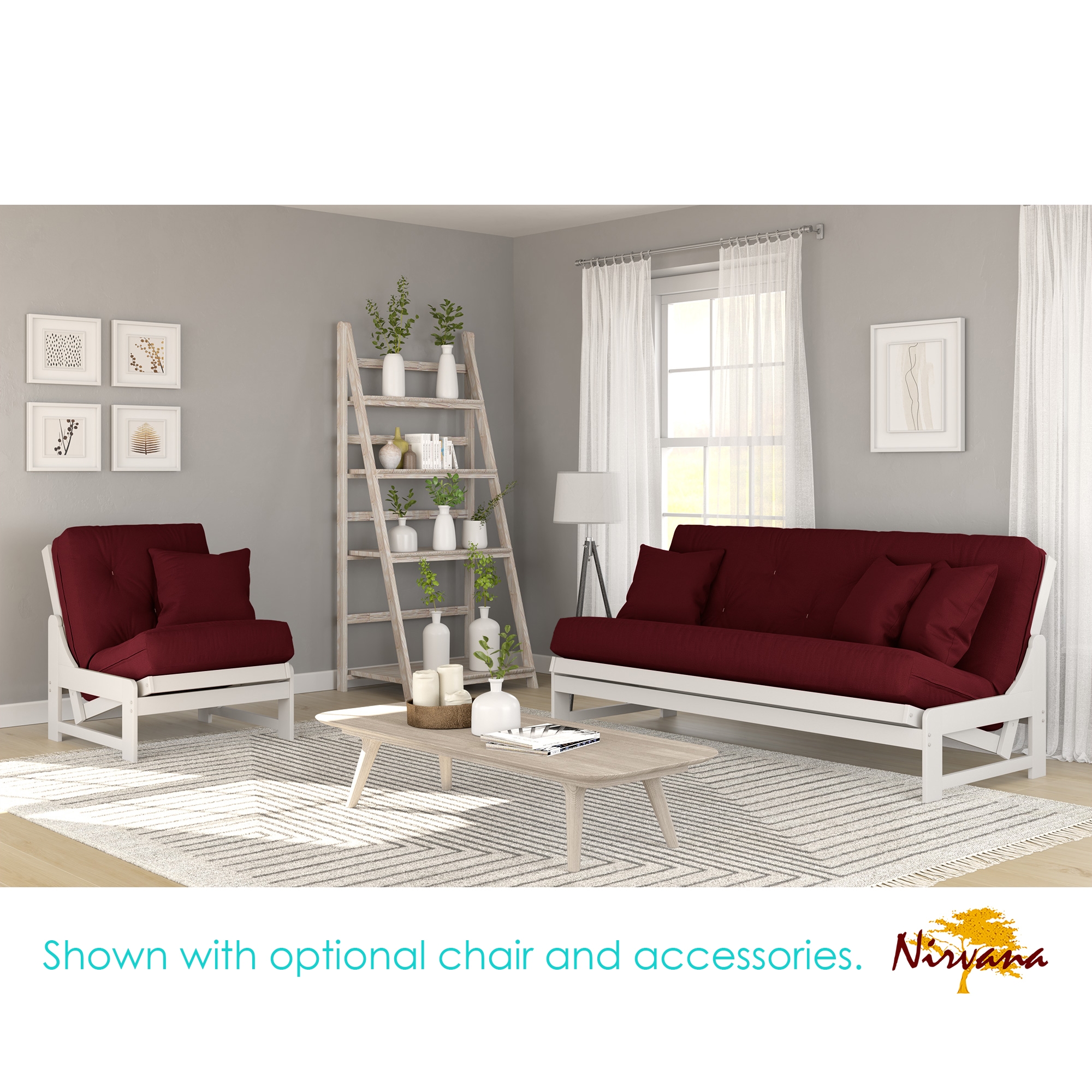 Arden White Full Size Futon & Chair Roomset | DCG Stores