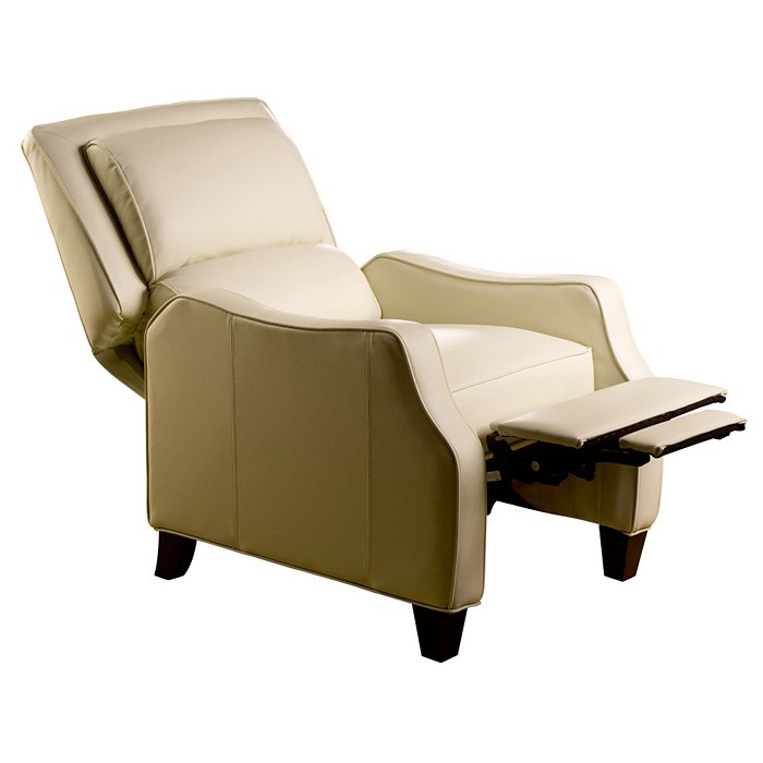 Duncan Bustle-Back Reclining Chair - Emerson Cream Leather | DCG Stores