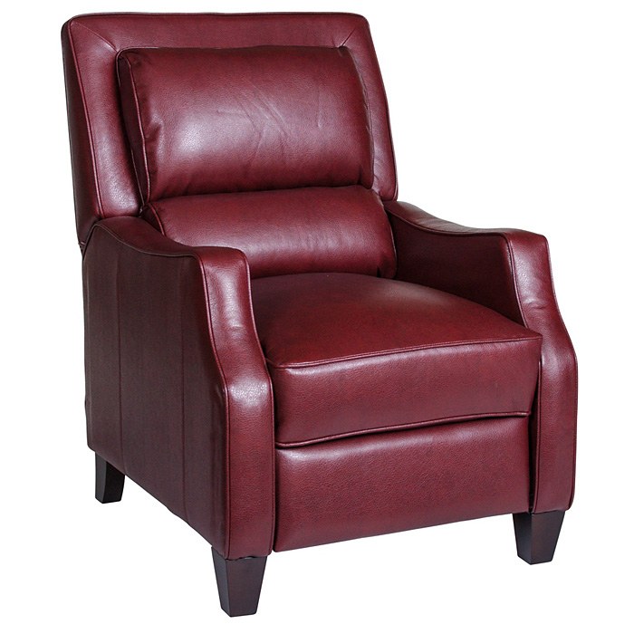 Duncan Bustle-Back Reclining Chair - Harlee Dark Red Leather | DCG Stores