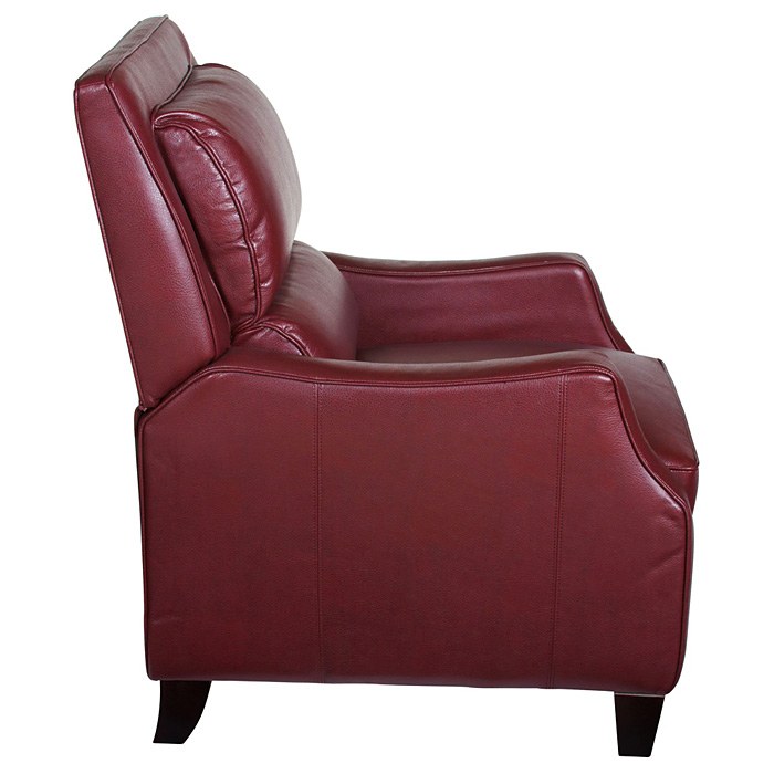 Duncan Bustle-Back Reclining Chair - Harlee Dark Red Leather | DCG Stores