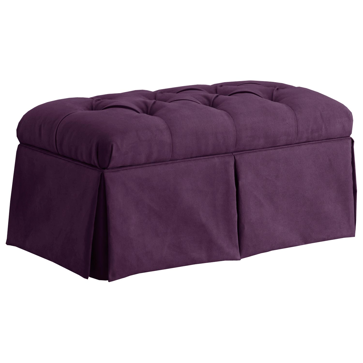 Pyxis Skirted Storage Bench - Velvet, Tufting, Aubergine | DCG Stores