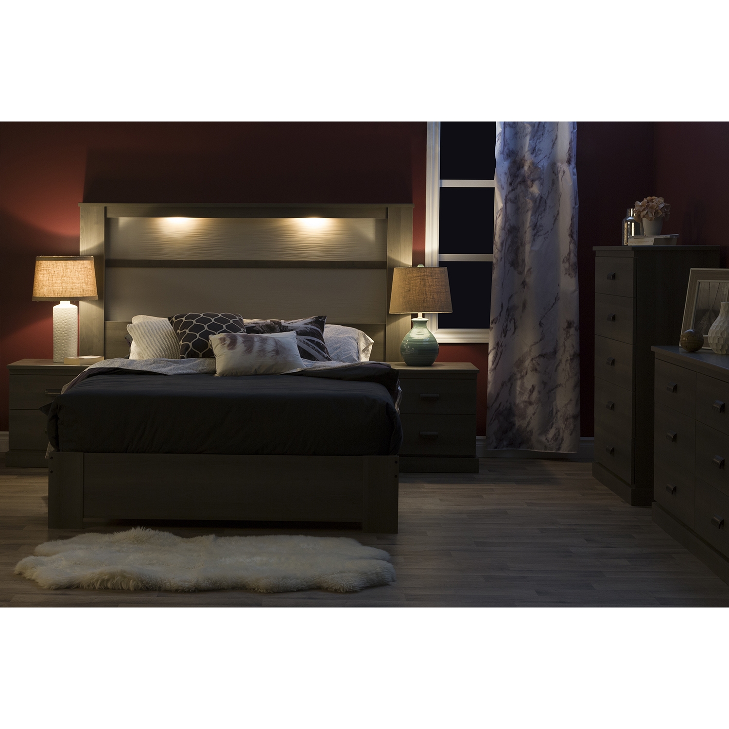Gloria Queen Platform Bed - Gray Maple | DCG Stores