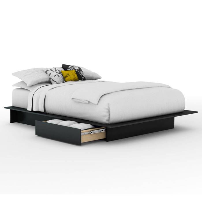 Step One Black Platform Bed with Storage | DCG Stores