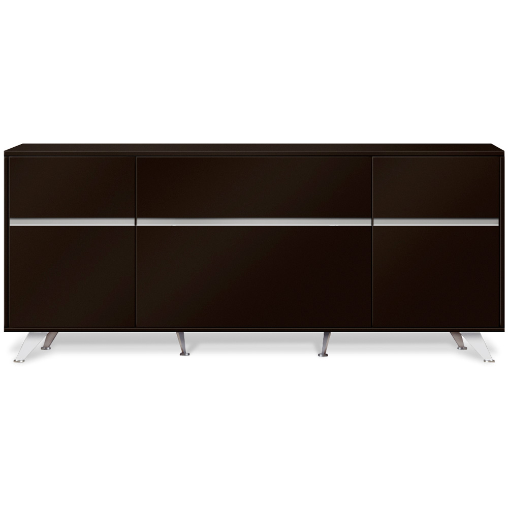 63 Inch Office Credenza - Aluminum Legs, Espresso | DCG Stores