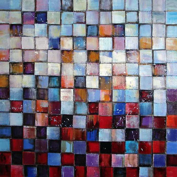 Multi-Colored Tiles Oil Painting on Canvas | DCG Stores