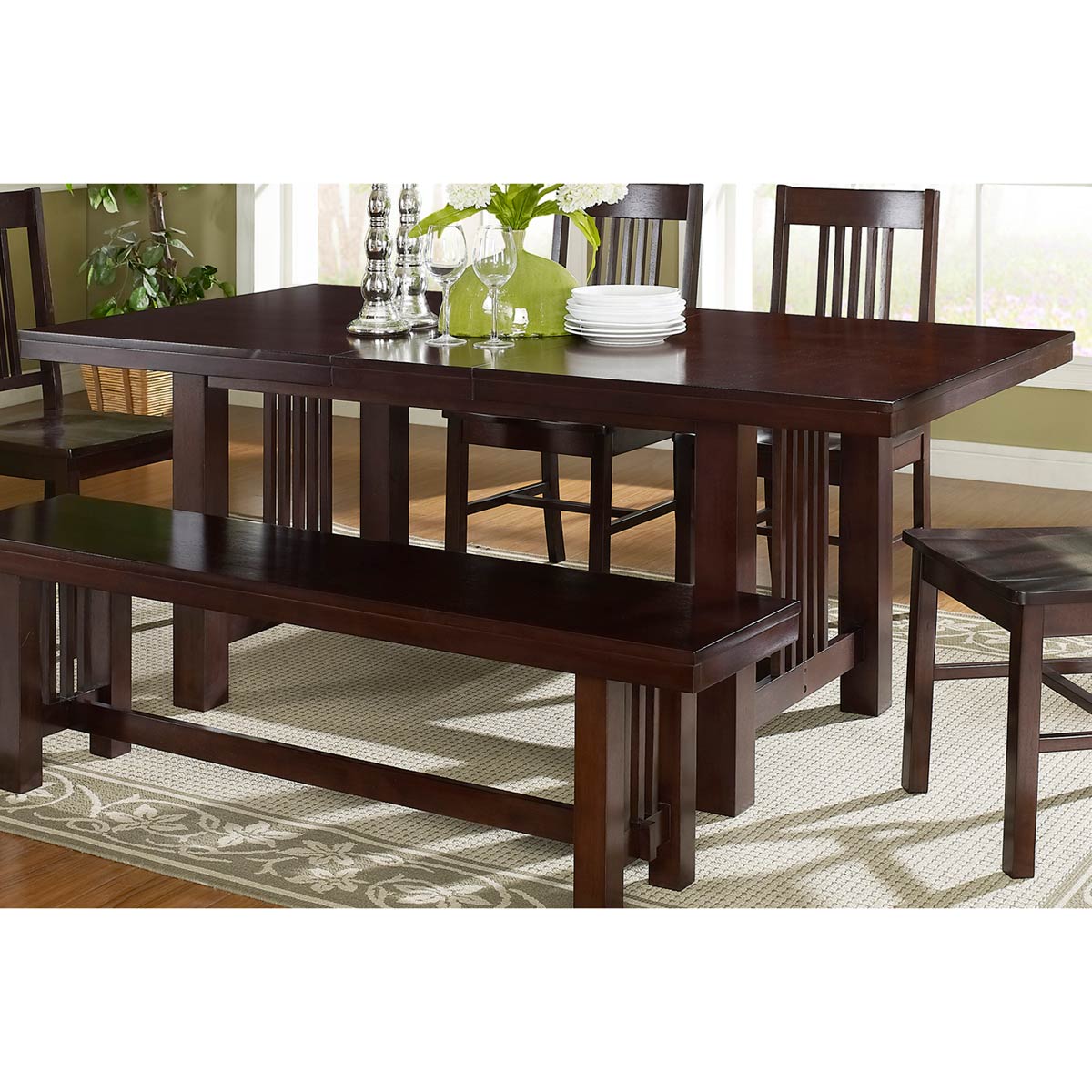 Meridian 6 Piece Wood Dining Set - Cappuccino Finish | DCG Stores